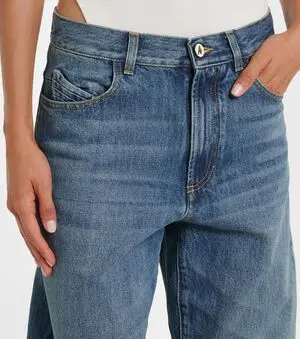 Attico Mid-rise Barrel-leg Jeans In Sky
