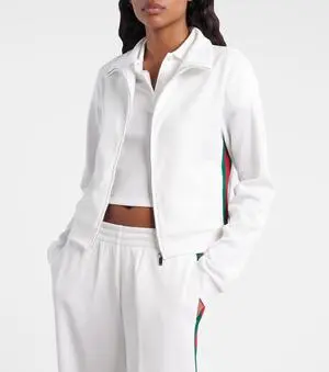 Gucci Ribbed-knit Cropped Sweatshirt