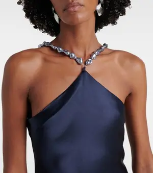Staud Cadence Halterneck Satin Slip Dress
