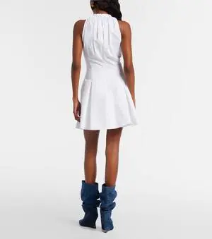 Balmain Ruched Cotton Poplin Minidress
