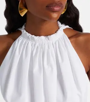 Balmain Ruched Cotton Poplin Minidress
