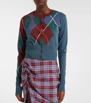 VIVIENNE WESTWOOD Argyle Wool And Cotton Cardigan - Blue