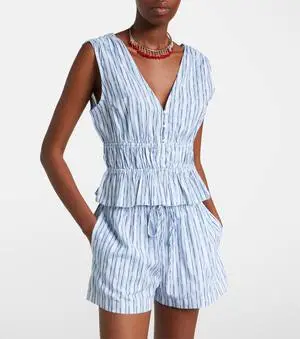 Velvet By Graham & Spencer Verena Striped Cotton-blend Top