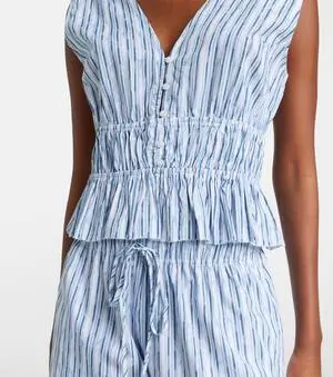 Velvet By Graham & Spencer Verena Striped Cotton-blend Top