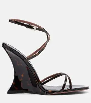 Paris Texas Nina Printed Patent Leather Wedge Sandals