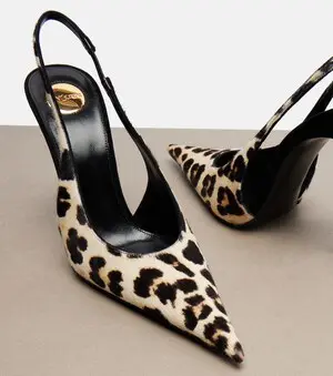 Saint Laurent Guermantes Calf Hair Slingback Pumps