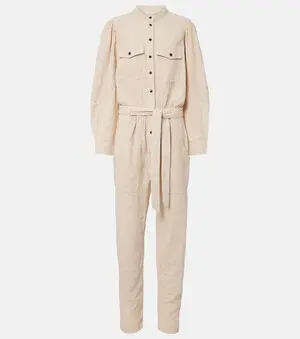 MARANT ETOILE Kellen Broderie Anglaise Cotton Jumpsuit - Beige