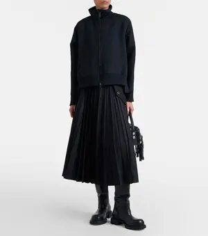Sacai Belted Cotton-blend Gabardine Midi Skirt