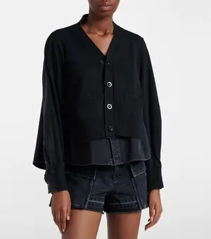 Sacai Paneled Cotton-blend Cardigan
