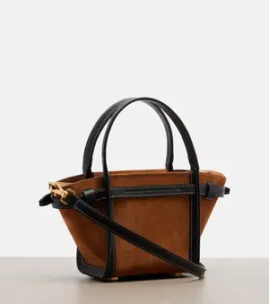 TOD'S T Signature Mini Suede Top-handle Bag - Brown