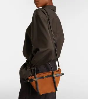 TOD'S T Signature Mini Suede Top-handle Bag - Brown
