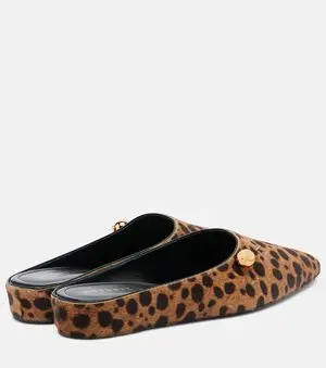 HERBERT LEVINE Cheetah-print Calf Hair Mules - Beige