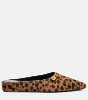 HERBERT LEVINE Cheetah-print Calf Hair Mules - Beige