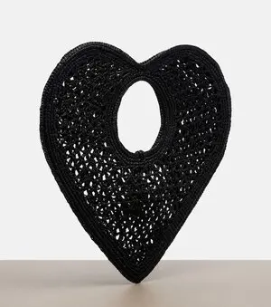 Jacquemus Spiaggia Coeur Raffia Top-handle Bag - Black