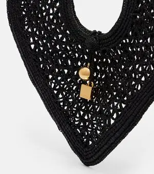 Jacquemus Spiaggia Coeur Raffia Top-handle Bag - Black