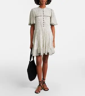 MARANT ETOILE Daynia Polka Dot Cotton Mini Dress - White