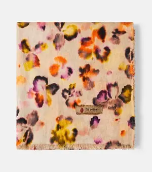 THE HOUSE OF LYRIA Firmamento Floral Linen Blanket - Multicoloured