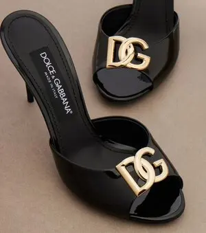 Dolce & Gabbana Patent Leather Mules With Dg Detail