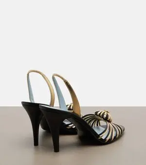 Valentino Garavani Cour Royal Leather Slingback Sandals - Black