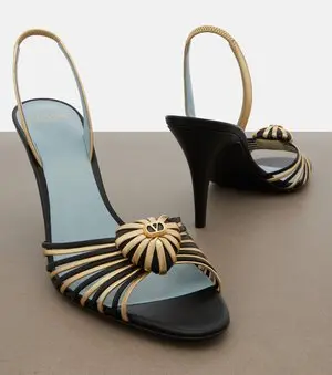 Valentino Garavani Cour Royal Leather Slingback Sandals - Black