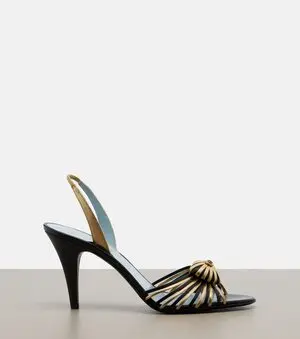 Valentino Garavani Cour Royal Leather Slingback Sandals - Black