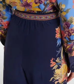 Etro Floral Silk Straight-leg Pants
