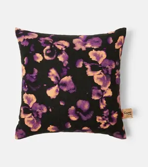 THE HOUSE OF LYRIA Yuzu Floral Linen Canvas Cushion - Black