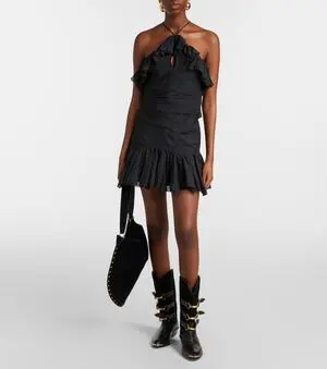 MARANT ETOILE Daneen Ruffled Cotton-blend Mini Skirt - Black