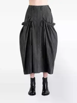 Y’s Pinstripe Drawstring Midi Skirt