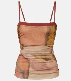 SIR. Gathered Printed Mesh Top