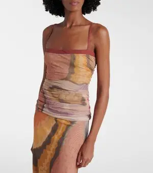 SIR. Gathered Printed Mesh Top