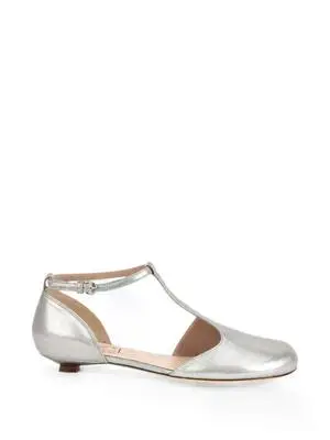 Agl Metallic-effect T-bar Ballet Flats - Silver