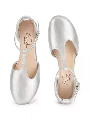 Agl Metallic-effect T-bar Ballet Flats
