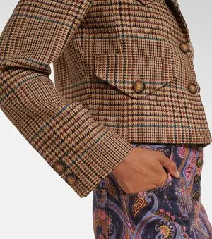 Etro Houndstooth Cropped Wool Blazer