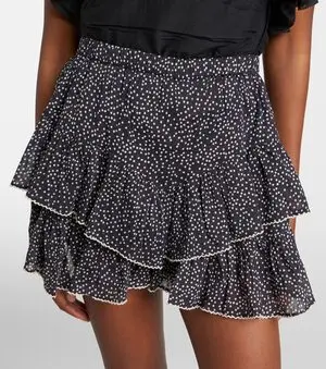 MARANT ETOILE Jocadia Polka-dot Ruffled Cotton Shorts - Black