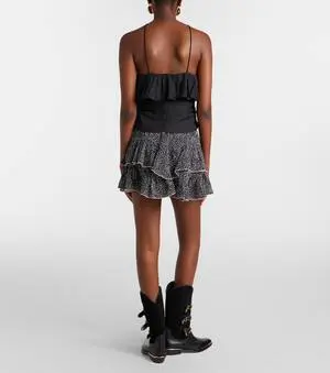 MARANT ETOILE Jocadia Polka-dot Ruffled Cotton Shorts - Black