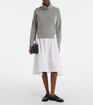 Sacai Layered Turtleneck Midi Dress