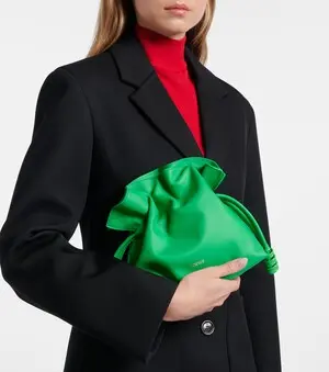 Loewe Flamenco Coil Mini Leather Clutch - Green