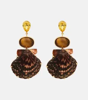 JENNIFER BEHR Augustine Crystal-embellished Drop Earrings - Brown