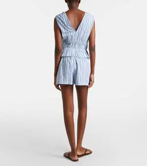 Velvet By Graham & Spencer Ebba Striped Cotton-blend Shorts