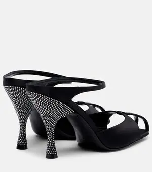 HERBERT LEVINE Embellished Satin Mules