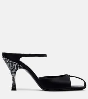 HERBERT LEVINE Embellished Satin Mules