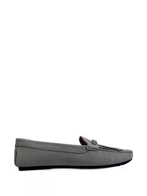 TOD'S Fringed Suede Loafers - Grey