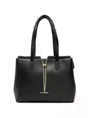 CAFÈNOIR Logo Lettering Tote Bag With Chain Detail - Black