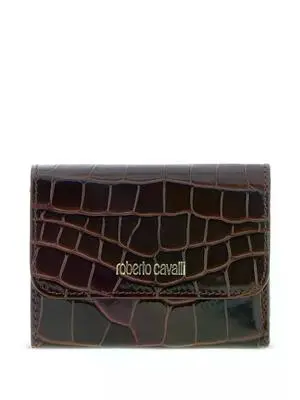 Roberto Cavalli Croc-effect Logo-lettering Card Holder - Brown