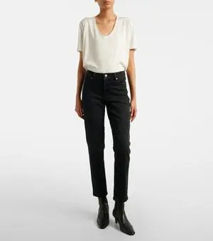 FRAME Cropped Straight Jeans - Black