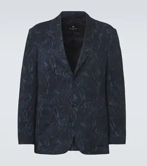 Etro Paisley Wool-blend Jacquard Blazer - Blue
