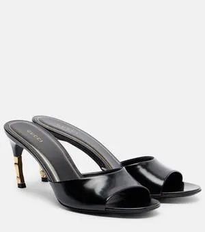 Gucci Bamboo Leather Mules - Black