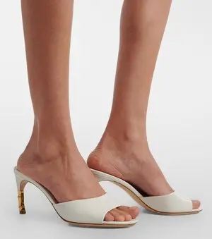 Gucci Bamboo Leather Mules - White