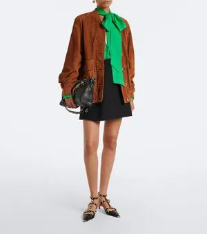Valentino Garavani Caban Suede Bomber Jacket - Brown